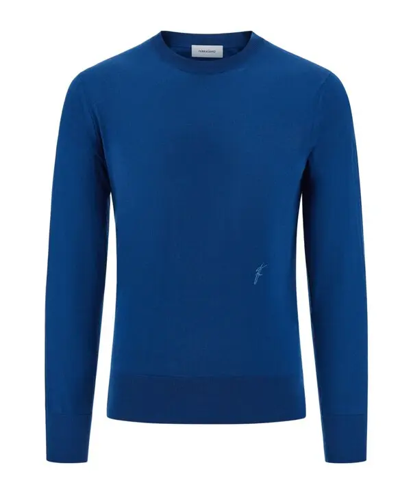 FERRAGAMO Embroidered Crewneck Jumper - Blue