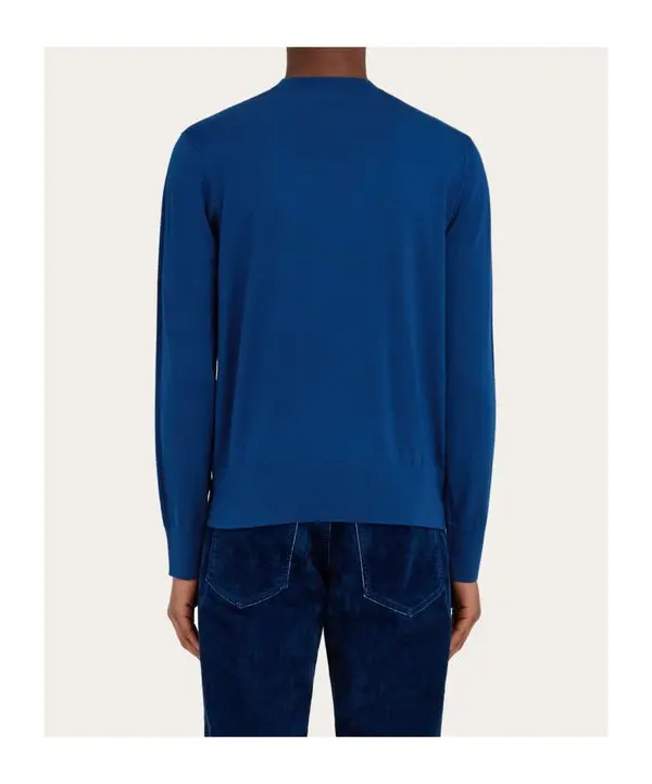 FERRAGAMO Embroidered Crewneck Jumper - Blue