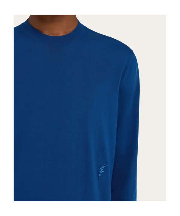 FERRAGAMO Embroidered Crewneck Jumper - Blue