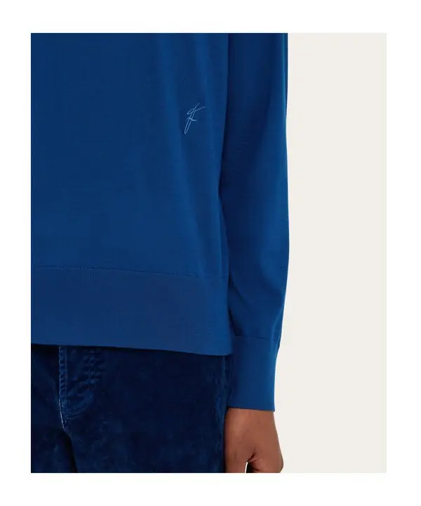 FERRAGAMO Embroidered Crewneck Jumper - Blue