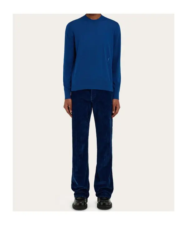 FERRAGAMO Embroidered Crewneck Jumper - Blue