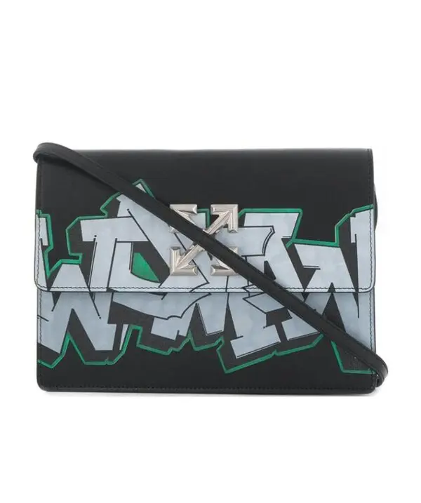 Off-White Jitney Graffiti Pattern Satchel Bag - Green
