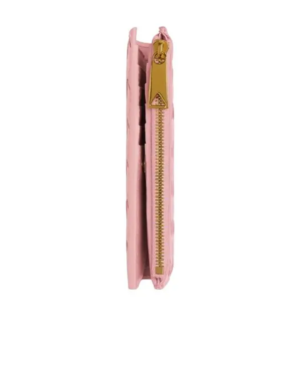 Bottega Veneta Medium Intrecciato Bi-fold Zip Wallet - Pink