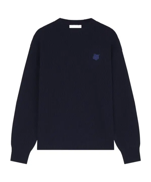Maison Kitsuné Fox Head Patch Knitted Jumper - Ink Blue