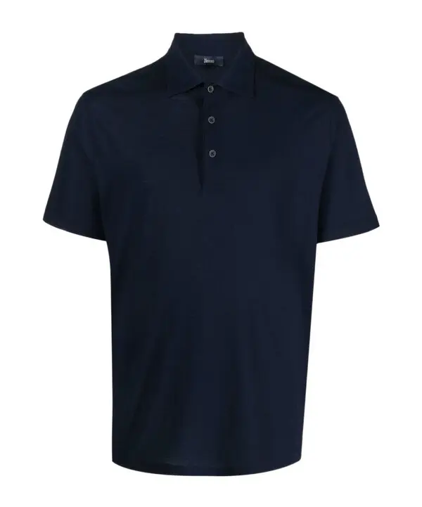 Herno Button Detailed Short-sleeved Polo Shirt - Black