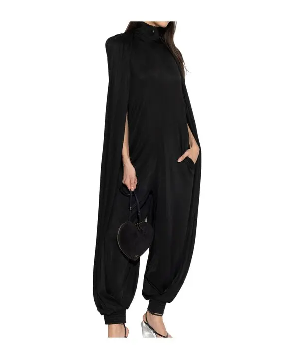 Alaïa Draped Turtleneck Jumpsuit With Cape Effect