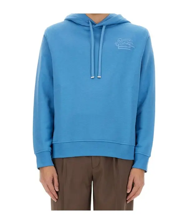 Etro Logo Embroidered Hoodie - Blue
