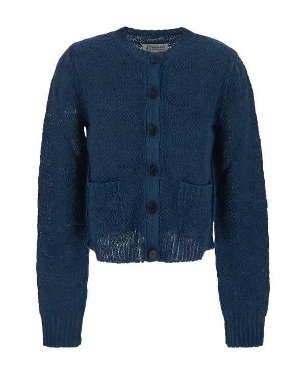 MAISON MARGIELA Buttoned Knitted Cardigan - Blue