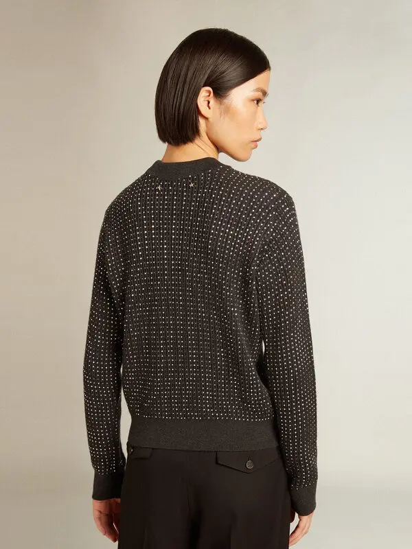 GOLDEN GOOSE Merino Wool Sweater With All-over Crystal Embellishments - Black