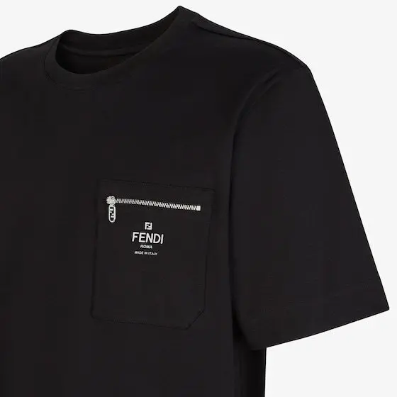 Fendi Logo Printed Crewneck T-shirt - Black