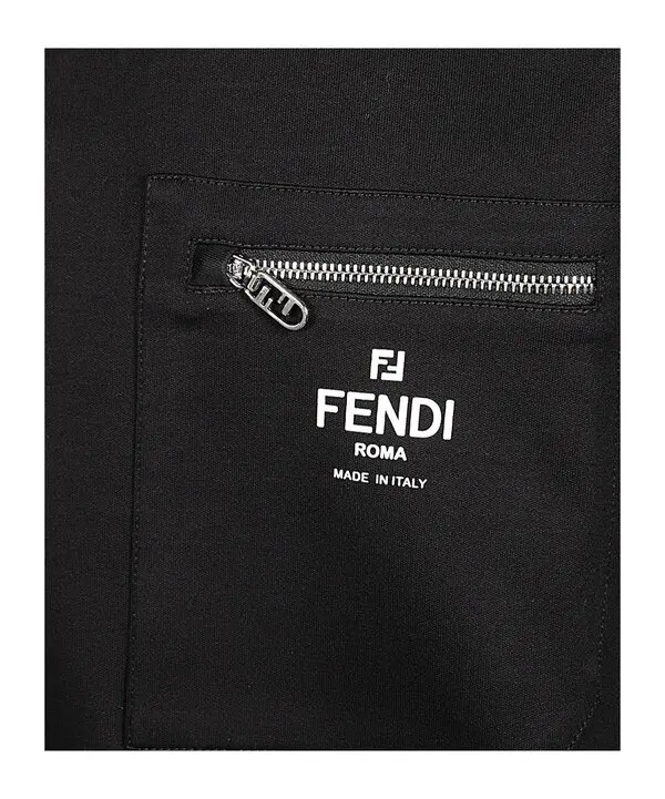 Fendi Logo Printed Crewneck T-shirt - Black