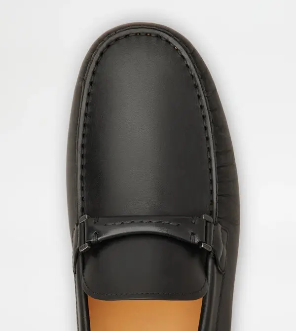 TOD'S Gathered Slip-on Loafers With Metal Buckle - Black