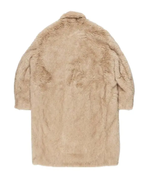 Balenciaga Faux Fur Double-breasted Coat - Camel