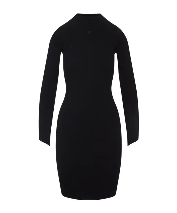 COURREGES Courrges Logo Embroidered Knitted Dress - Black