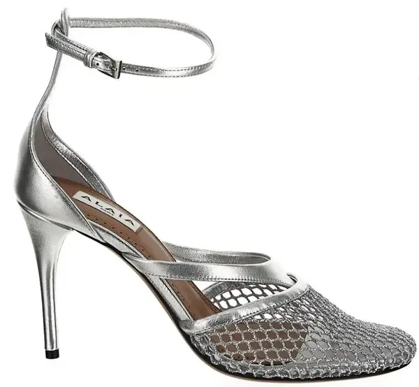 Alaïa Metallic Mesh Pumps With Ankle Strap