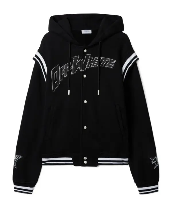 Off-White Logo Detailed Drawstring Bomber Jacket - Black