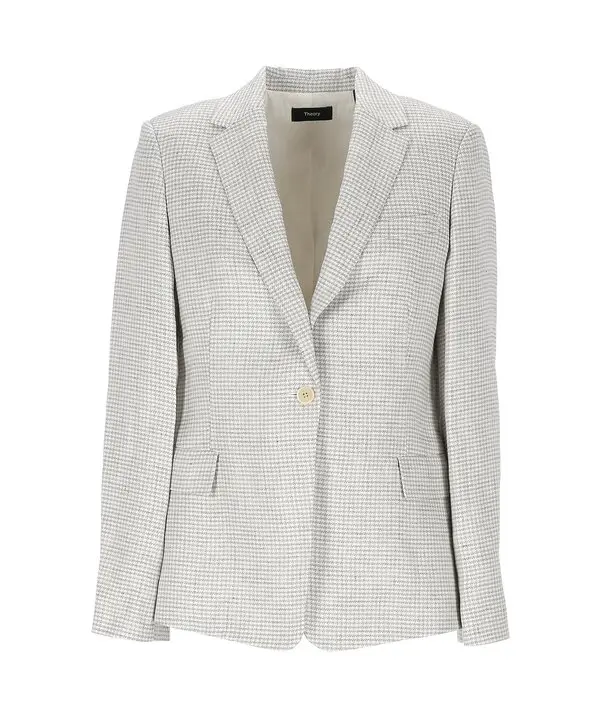 Theory Houndstooth Pattern Single Breasted Blazer - Grey