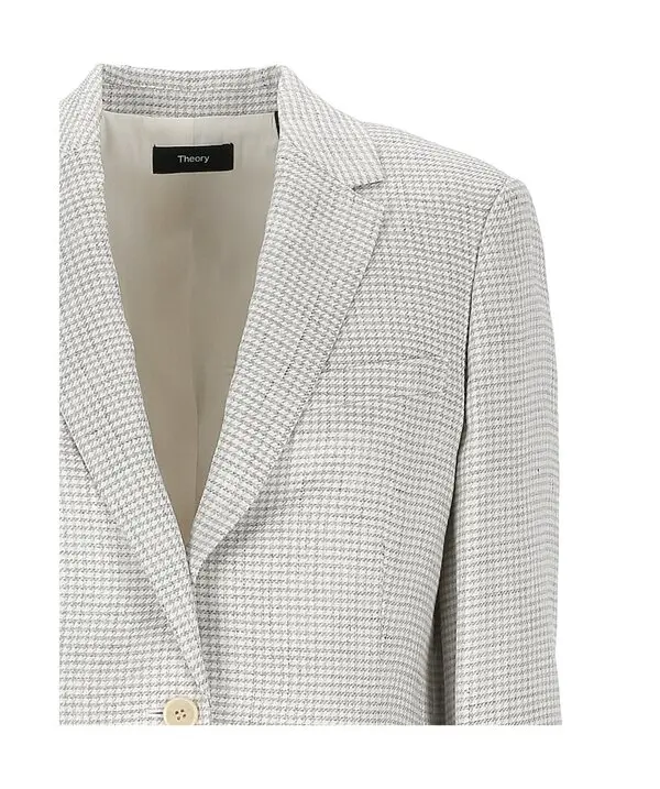 Theory Houndstooth Pattern Single Breasted Blazer - Grey