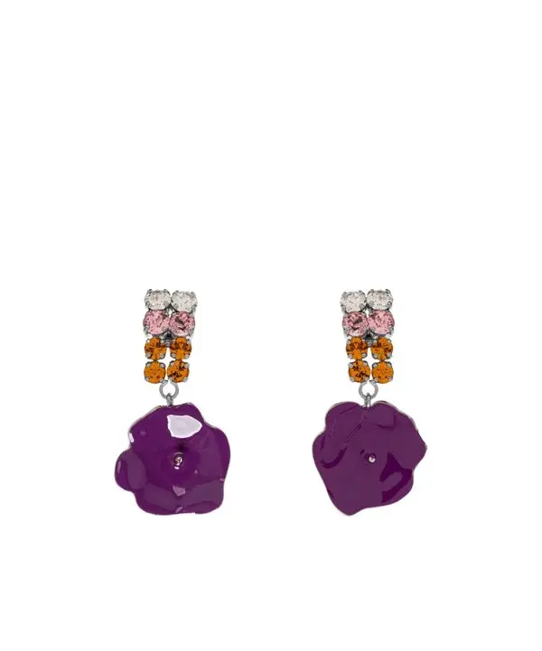 Marni Floral Motif Drop Earrings - Purple