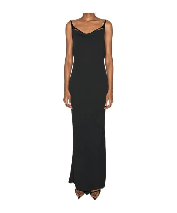 MUGLER Harness Crepe Gown - Black