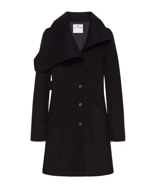COURREGES Courrges Asymmetrical Belt Coat - Black