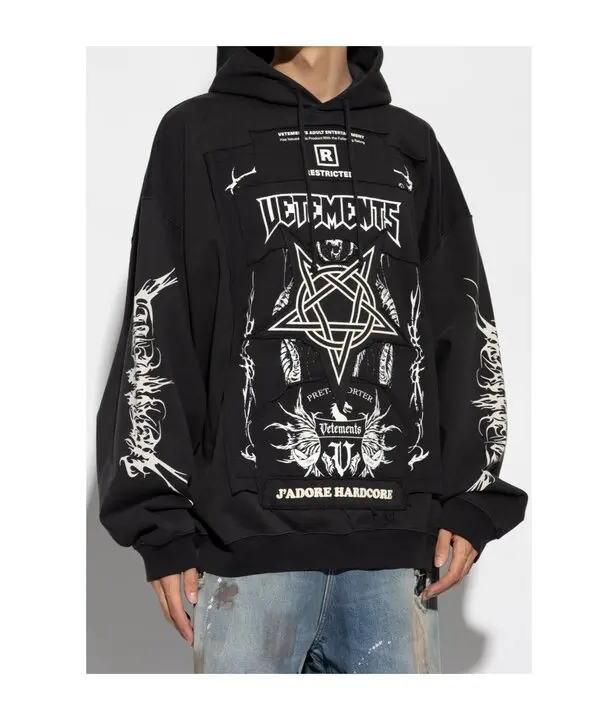 Vetements Logo Patch Drawstring Hoodie
