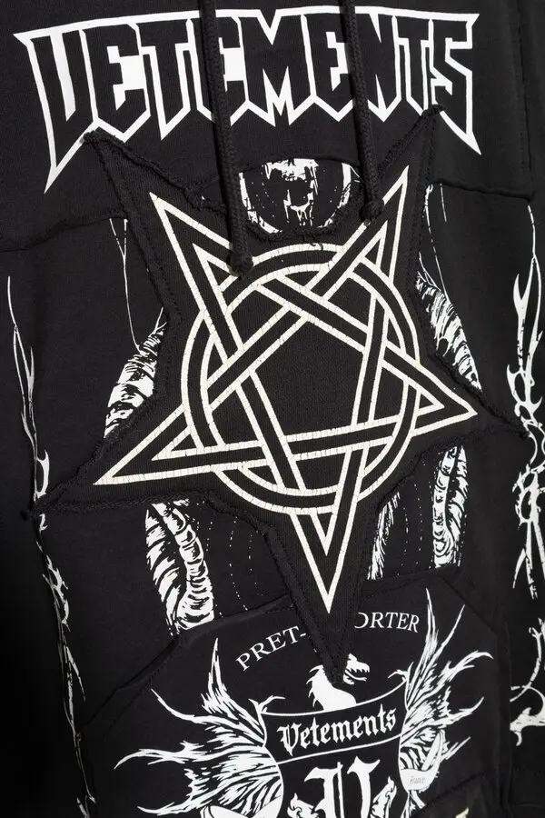 Vetements Logo Patch Drawstring Hoodie