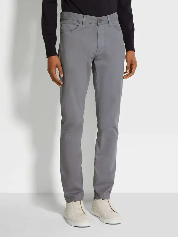 Zegna Slim-cut Jeans With Logo Patch - Gray