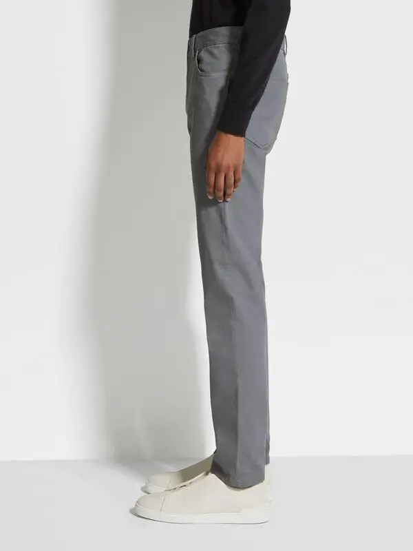 Zegna Slim-cut Jeans With Logo Patch - Gray