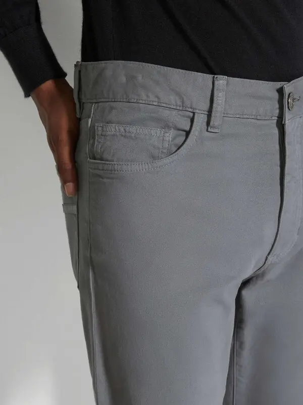 Zegna Slim-cut Jeans With Logo Patch - Gray