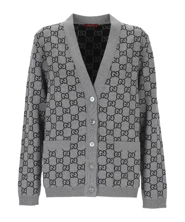 Gucci Monogrammed Button-up Cardigan - Gray
