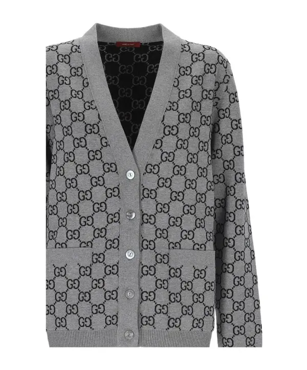 Gucci Monogrammed Button-up Cardigan - Gray