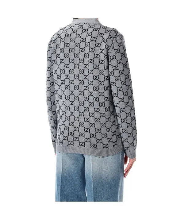Gucci Monogrammed Button-up Cardigan - Gray