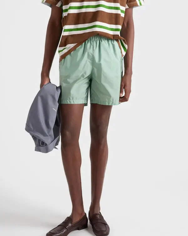 Prada Re-nylon Zip-pocket Swim Shorts - Aquamarine/lime