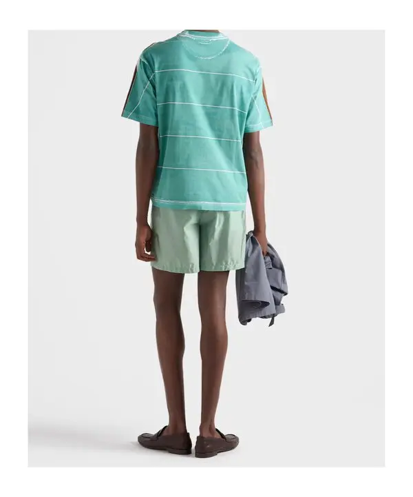 Prada Re-nylon Zip-pocket Swim Shorts - Aquamarine/lime