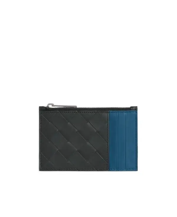 Bottega Veneta Intrecciato Zipped Card Case - Black