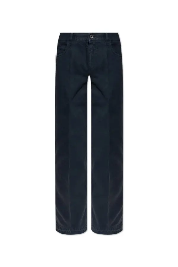 Dolce & Gabbana Logo Tag Frayed Hem Jeans - Navy Blue