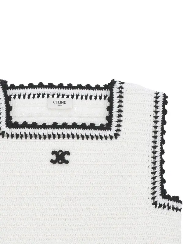 Celine Cotton Crochet Vest - White