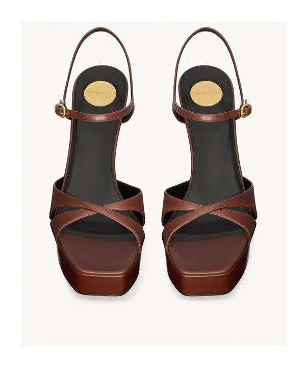 Saint Laurent Debbie Platform Sandals In Smooth Leather - Brown