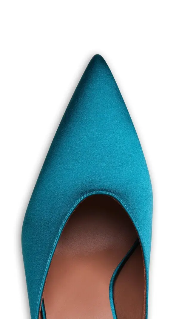 Alaïa Cube Satin Mules - Green