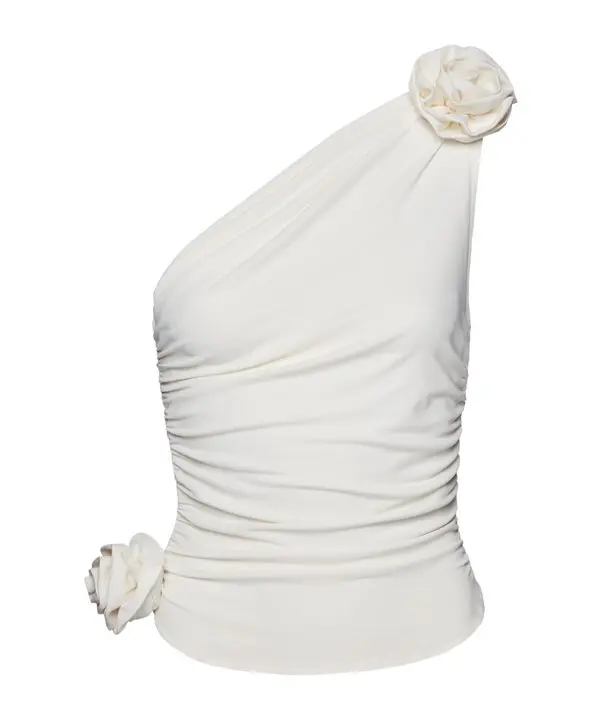 Magda Butrym One Shoulder Ruched Top - Cream