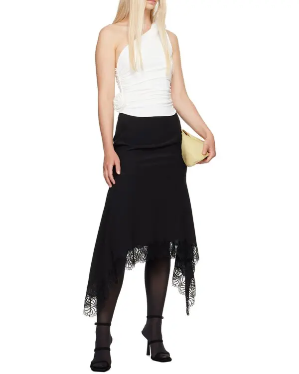 Magda Butrym One Shoulder Ruched Top With 3d Rose Detail