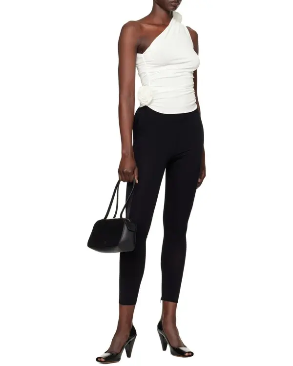 Magda Butrym One Shoulder Ruched Top With 3d Rose Detail