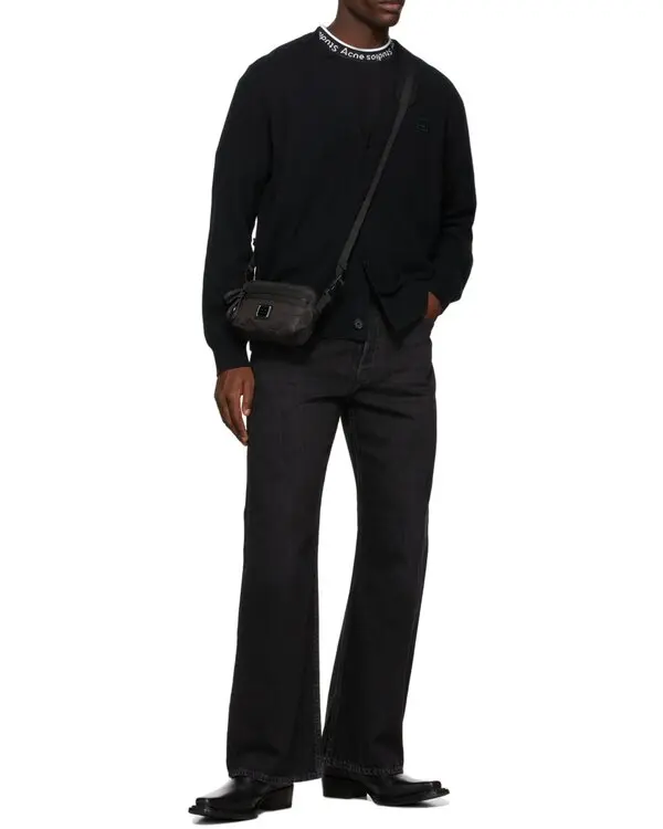 Acne Studios Logo Patch Knitted Cardigan - Black