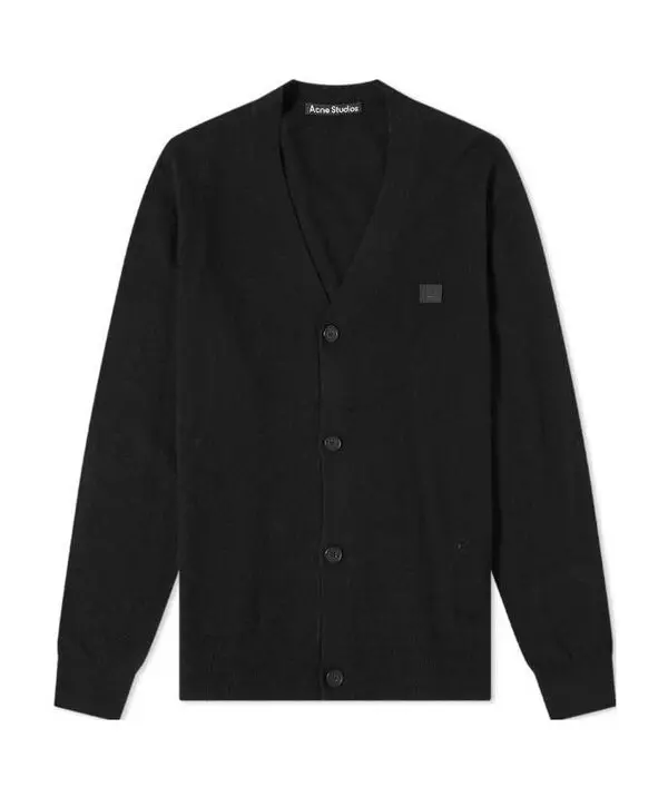 Acne Studios Logo Patch Knitted Cardigan - Black