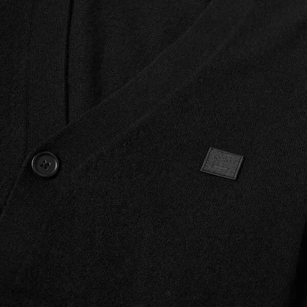 Acne Studios Logo Patch Knitted Cardigan - Black