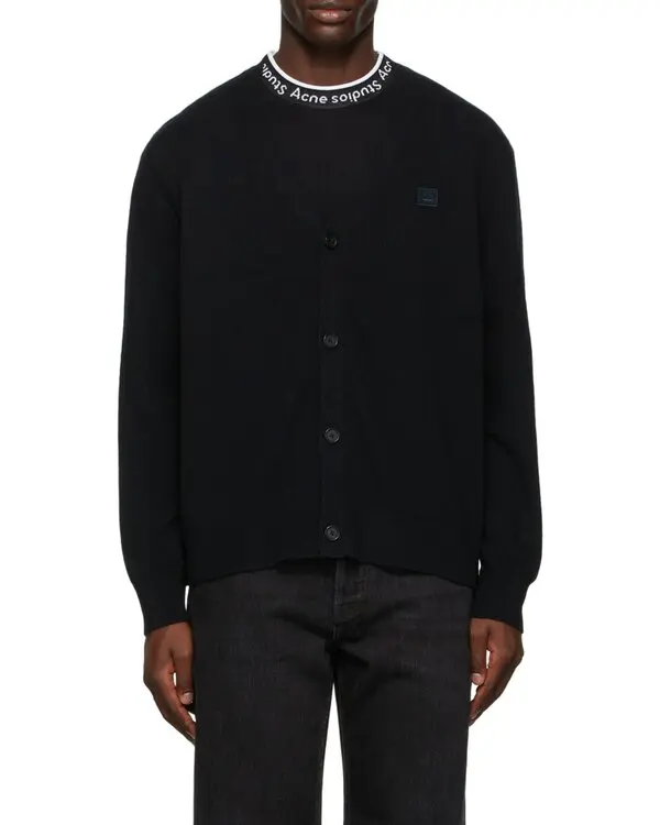 Acne Studios Logo Patch Knitted Cardigan - Black