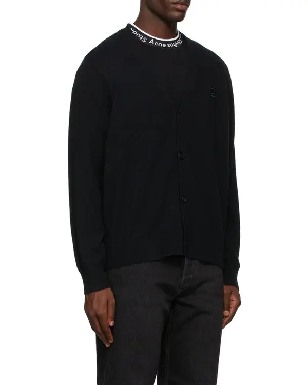 Acne Studios Logo Patch Knitted Cardigan - Black