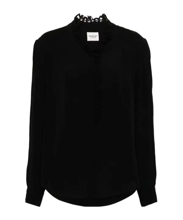 Isabel Marant Étoile Estela Broderie Anglaise Trim Buttoned Shirt - Black