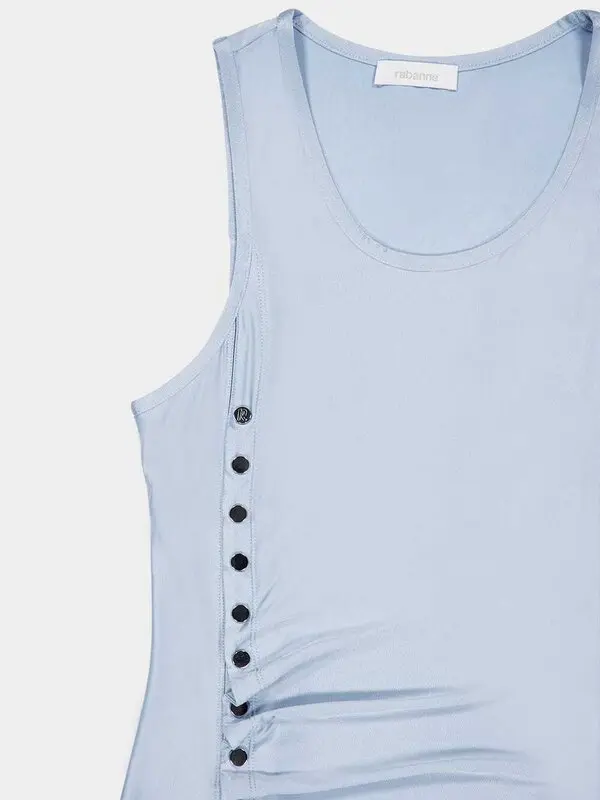 Rabanne Sleeveless Ruched Button Detailed Dress - Gray